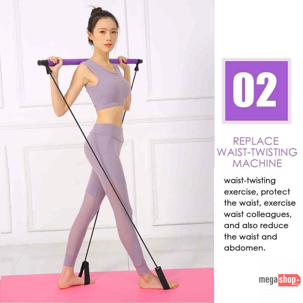 New 8 in 1 Portable Pilates Bar Kit Set Resistance Band - Mega Shop Nepal